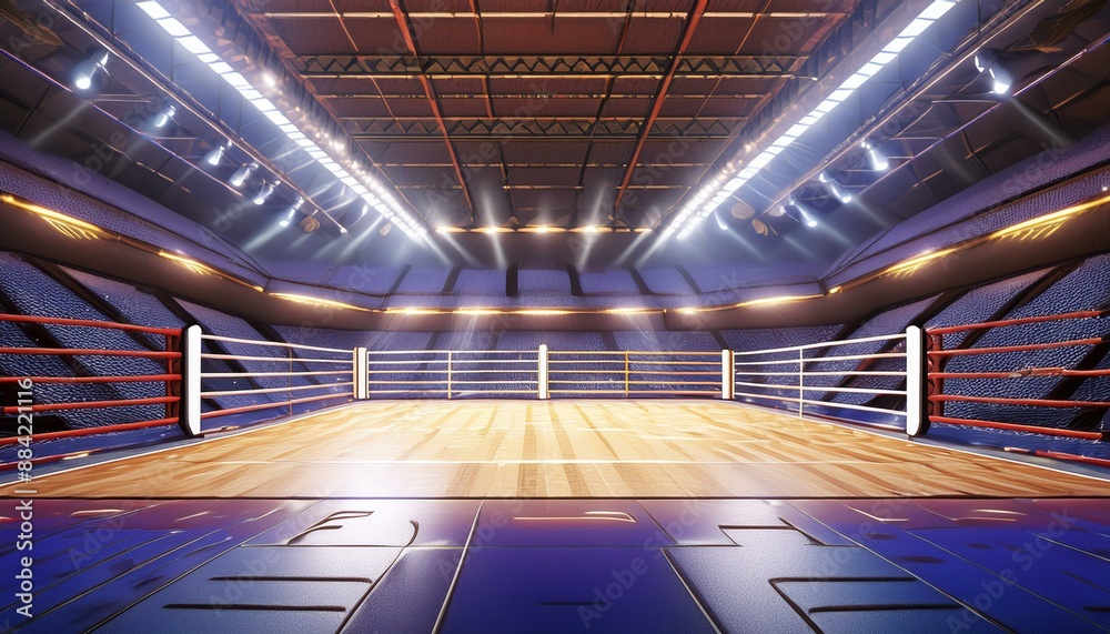 Sports wrestling and boxing sport. Empty boxing arena for competitions ...