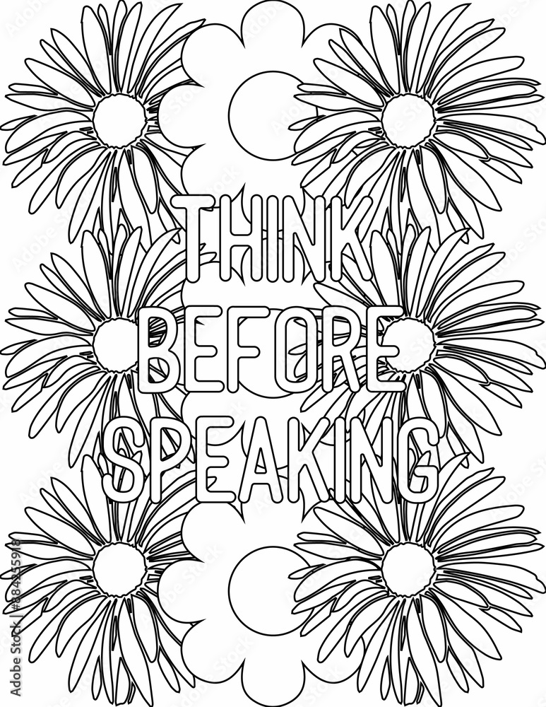 Printable floral coloring page for kids and adults with motivational ...