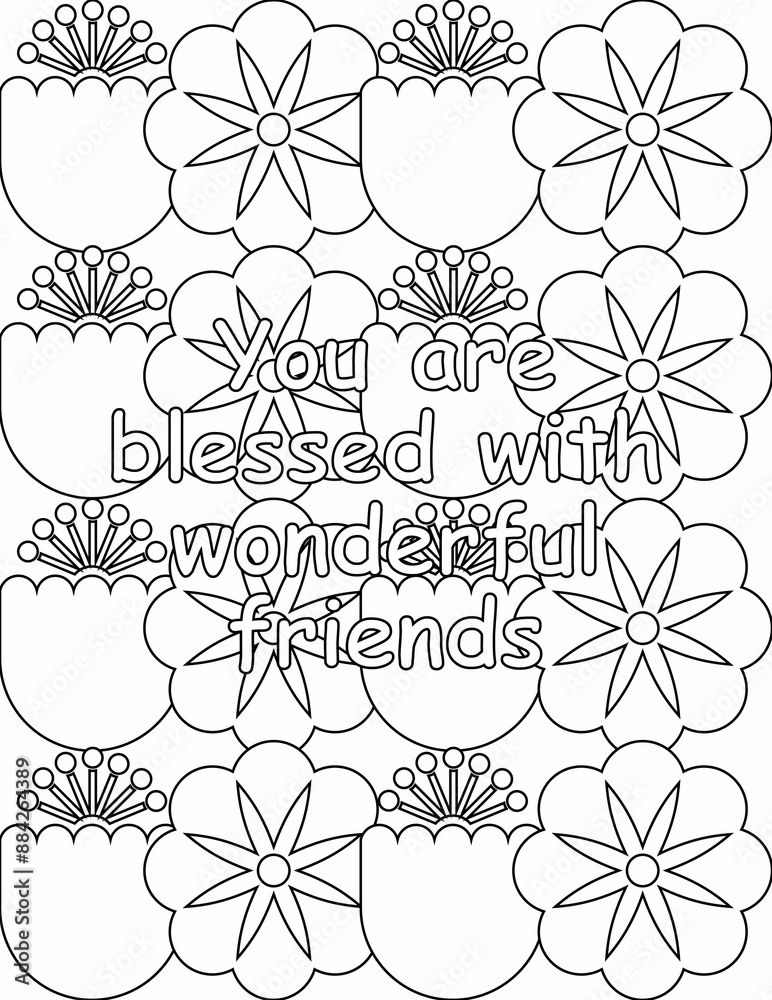 Printable floral coloring page for kids and adults with motivational ...