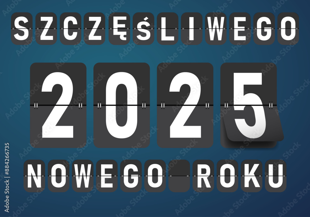 karta lub baner z życzeniami szczęśliwego nowego roku 2025 w kolorze ...