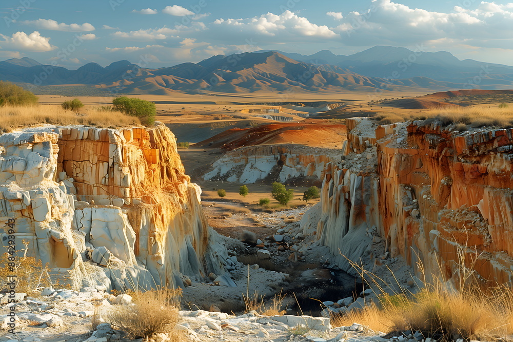 Ravine formed by soil erosion. Stone dry ravine, result of wind and ...