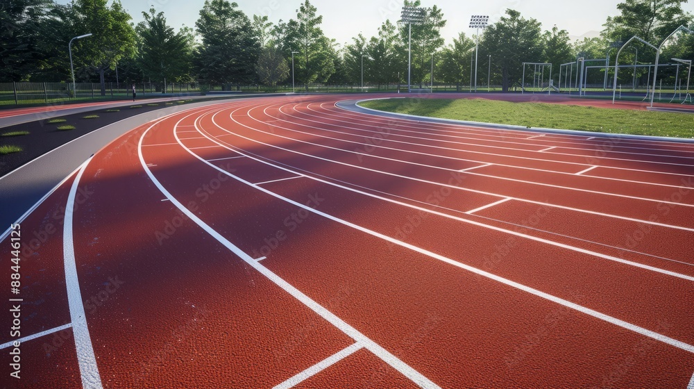 Precision Layout of Running Track from Above, Clear Measurement Lines ...