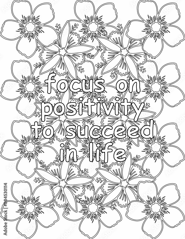 Printable floral coloring page for kids and adults with motivational ...