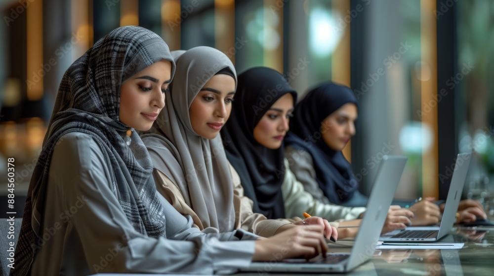 Group of middle-eastern corporate business people wearing traditional ...