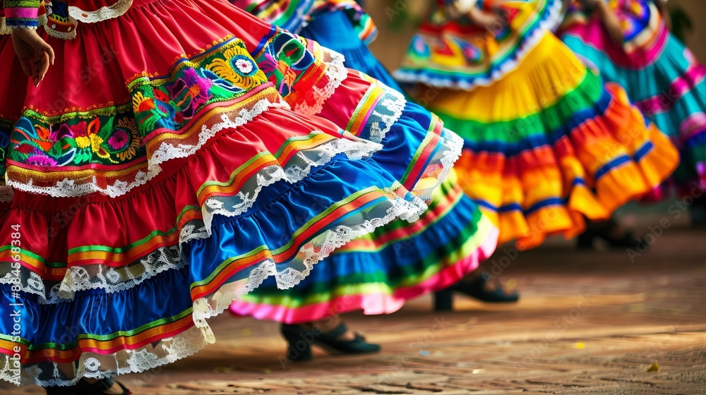 Dancers, dressed in layers of colorful skirts, grace an outdoor stage ...