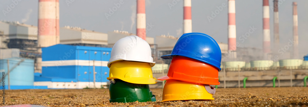 Banner Worker Hard hat Power stations manufacturing electrical ...