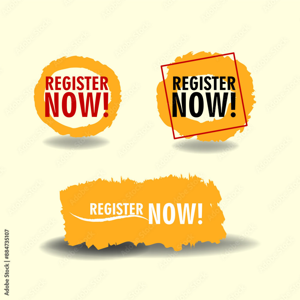 Register now speech bubble collection icon,label, sticker, logo, badge ...