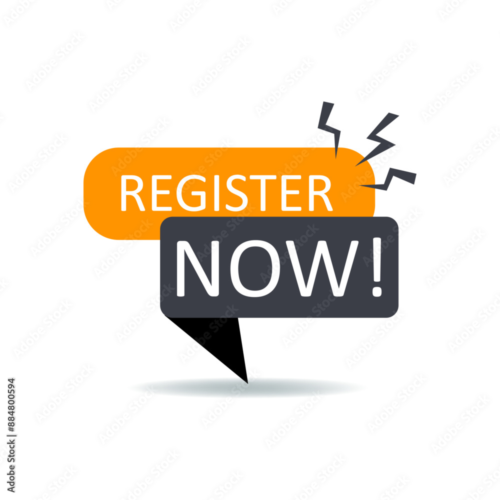 Register now speech bubble collection icon,label, sticker, logo, badge ...