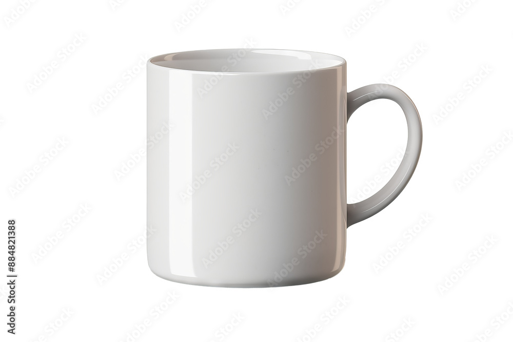 Ceramic coffee mug with minimalist design isolated on transparent ...