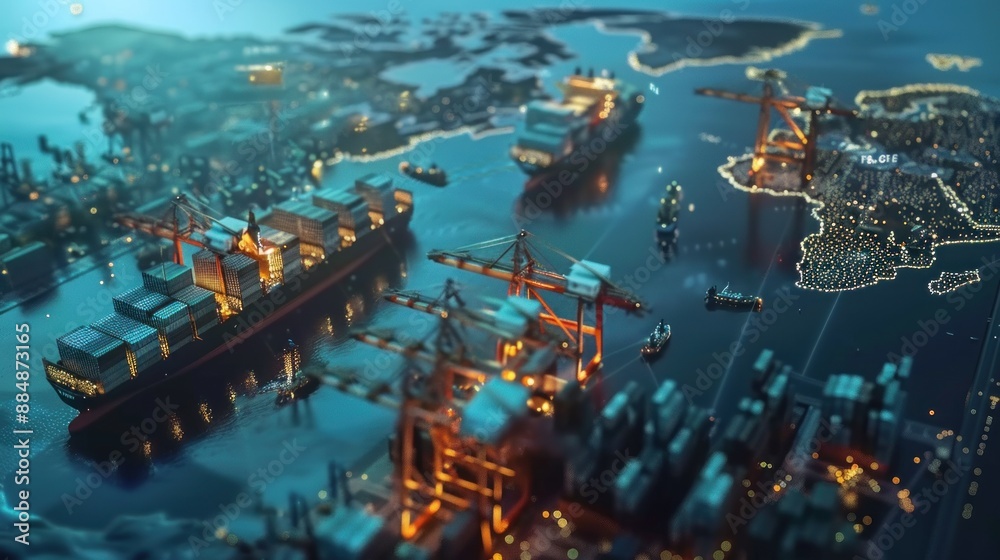 Cargo Container Ship Technology Futuristic Global Logistics ...