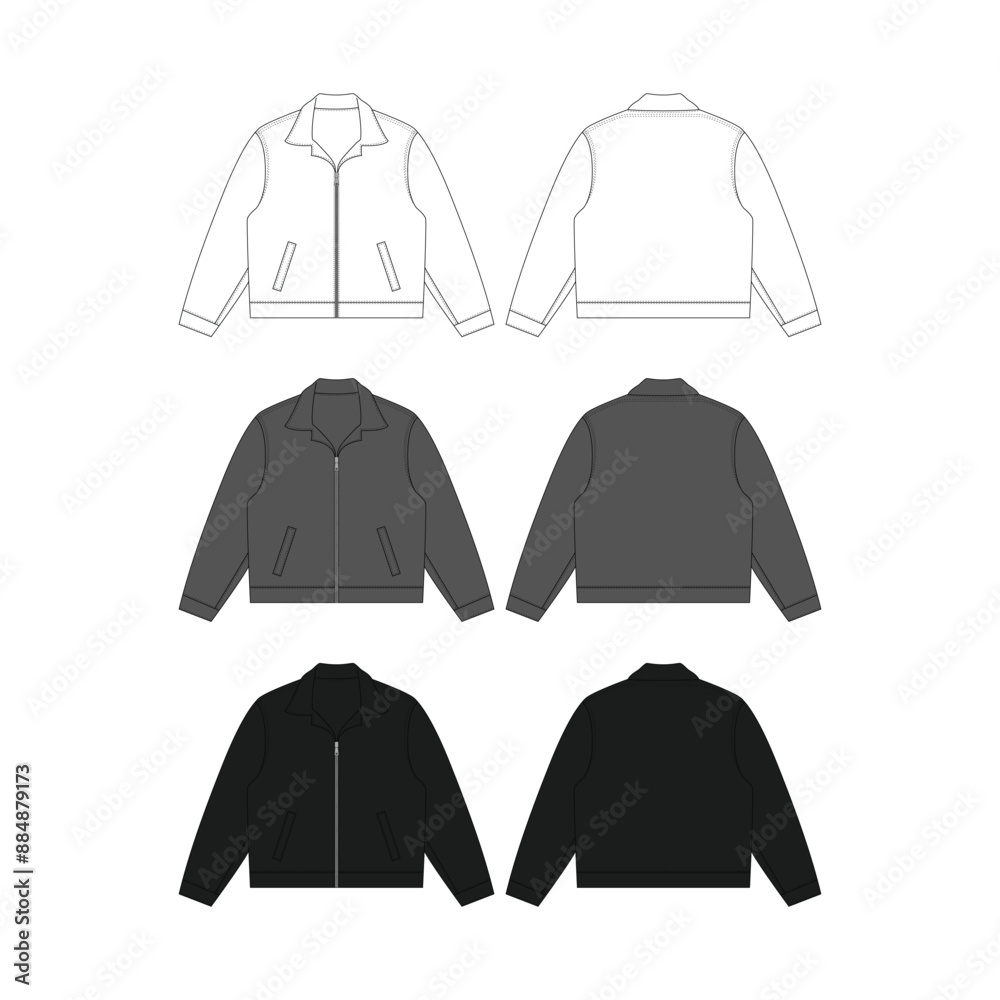 Jacket Technical Fashion Illustration Vector Jacket Mockup Template ...