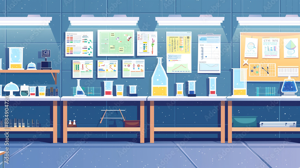 Science fair setup with project displays, poster boards, and neatly ...