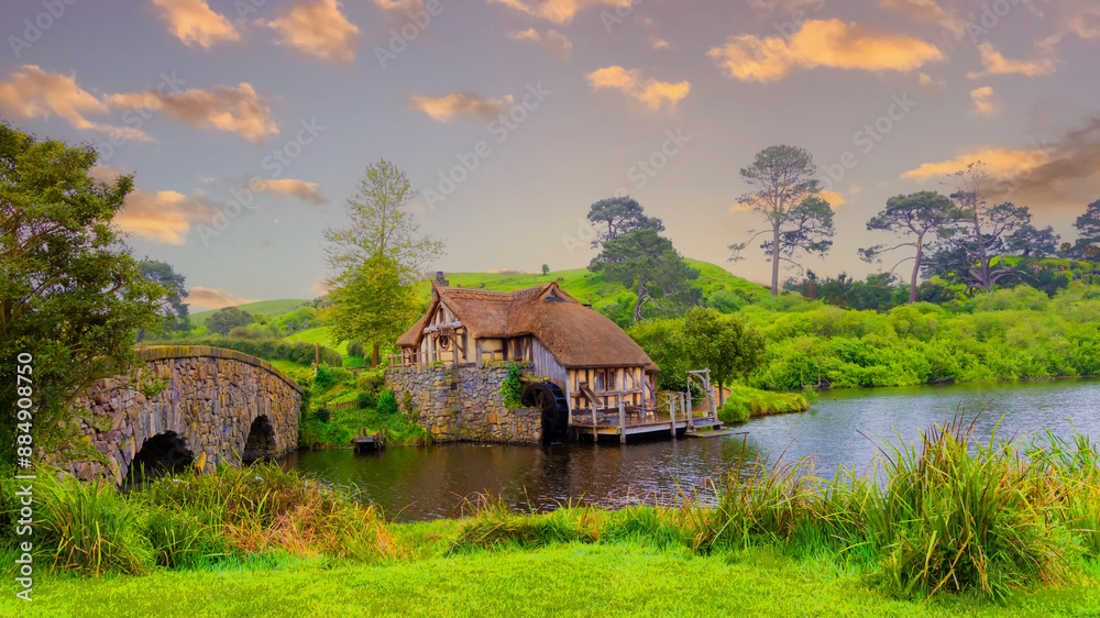 MATAMATA- NEW ZEALAND -NOVEMBER -2- 2022: Hobbiton - movie set created ...