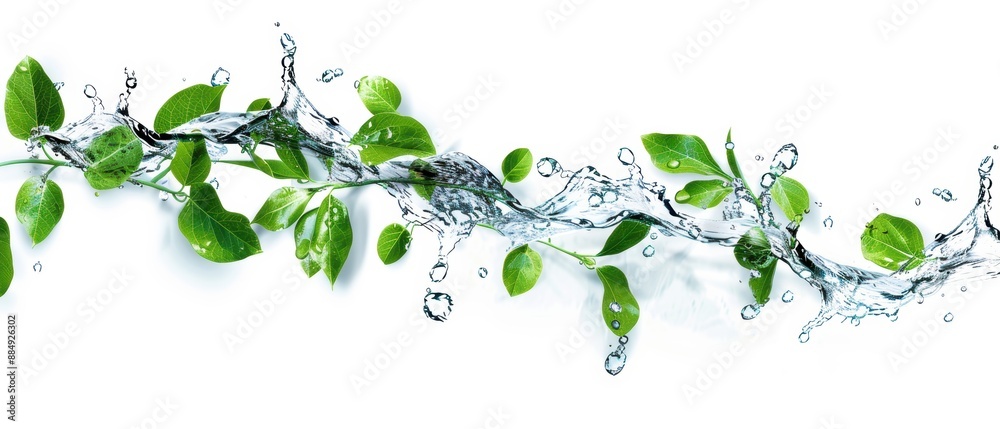 Flowchart made of water and leaves, depicting sustainable business ...