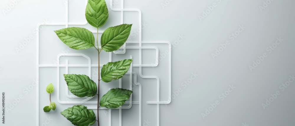 Flowchart made of leaves and water, depicting green business processes ...