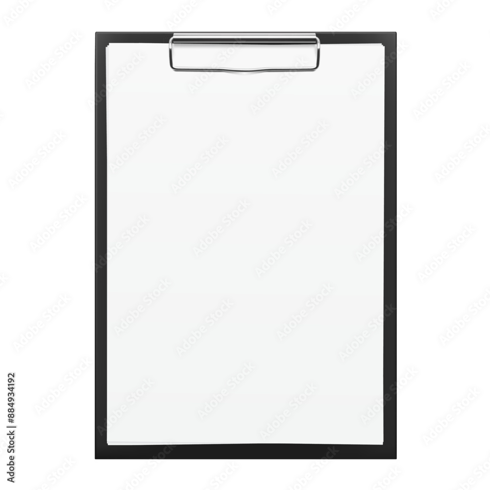 A4 office clipboard with sheet mockup. Vector illustration isolated on ...