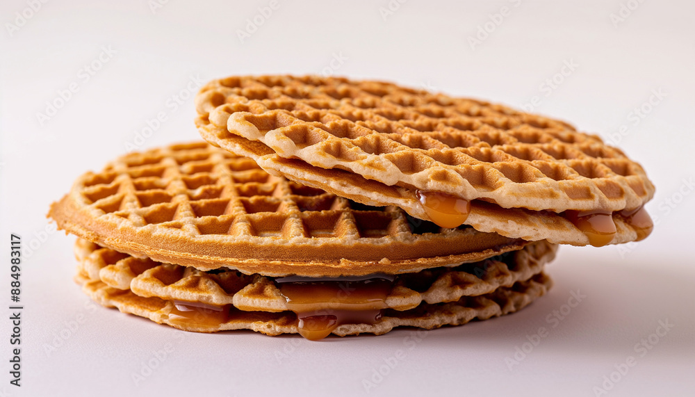 traditional Dutch stroopwafels, featuring two thin, crispy waffle ...