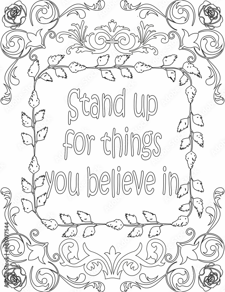 Printable floral coloring page for kids and adults with positive saying ...