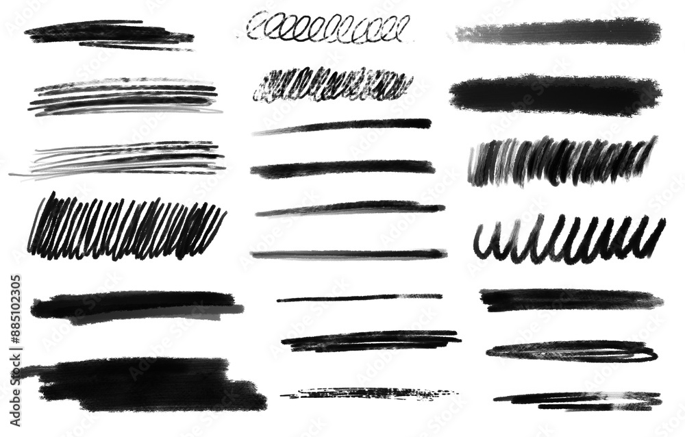 Marker lines isolated on transparent background. Set of different ...