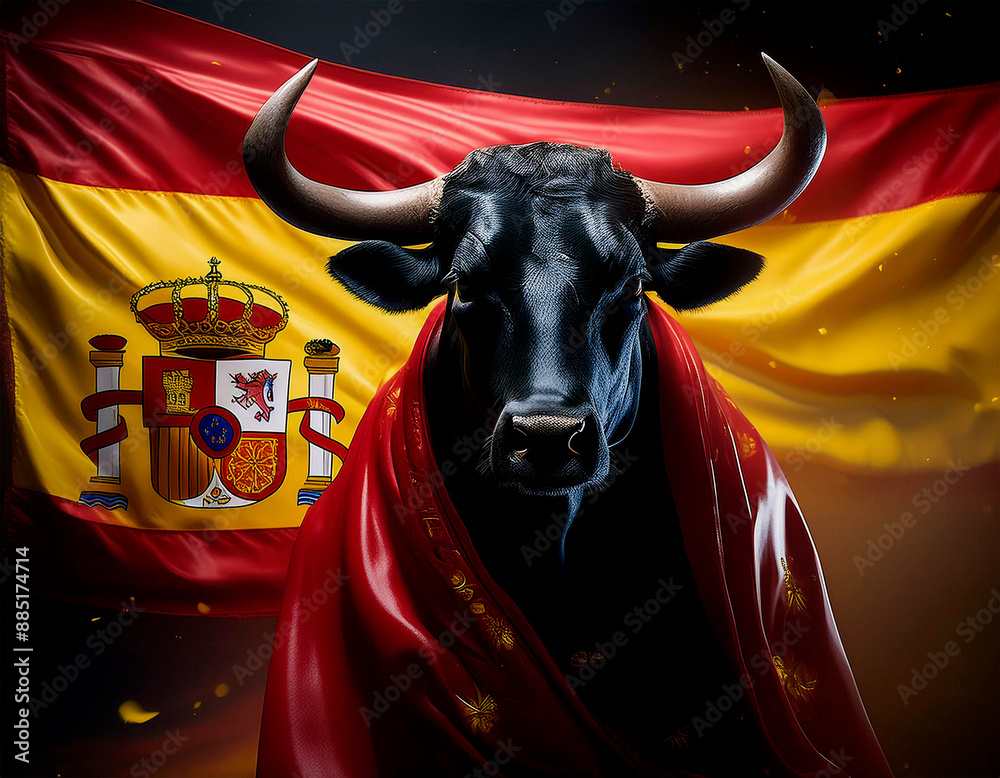 Foto de Stock toro de lidia envuelto con los colores de la bandera de ...