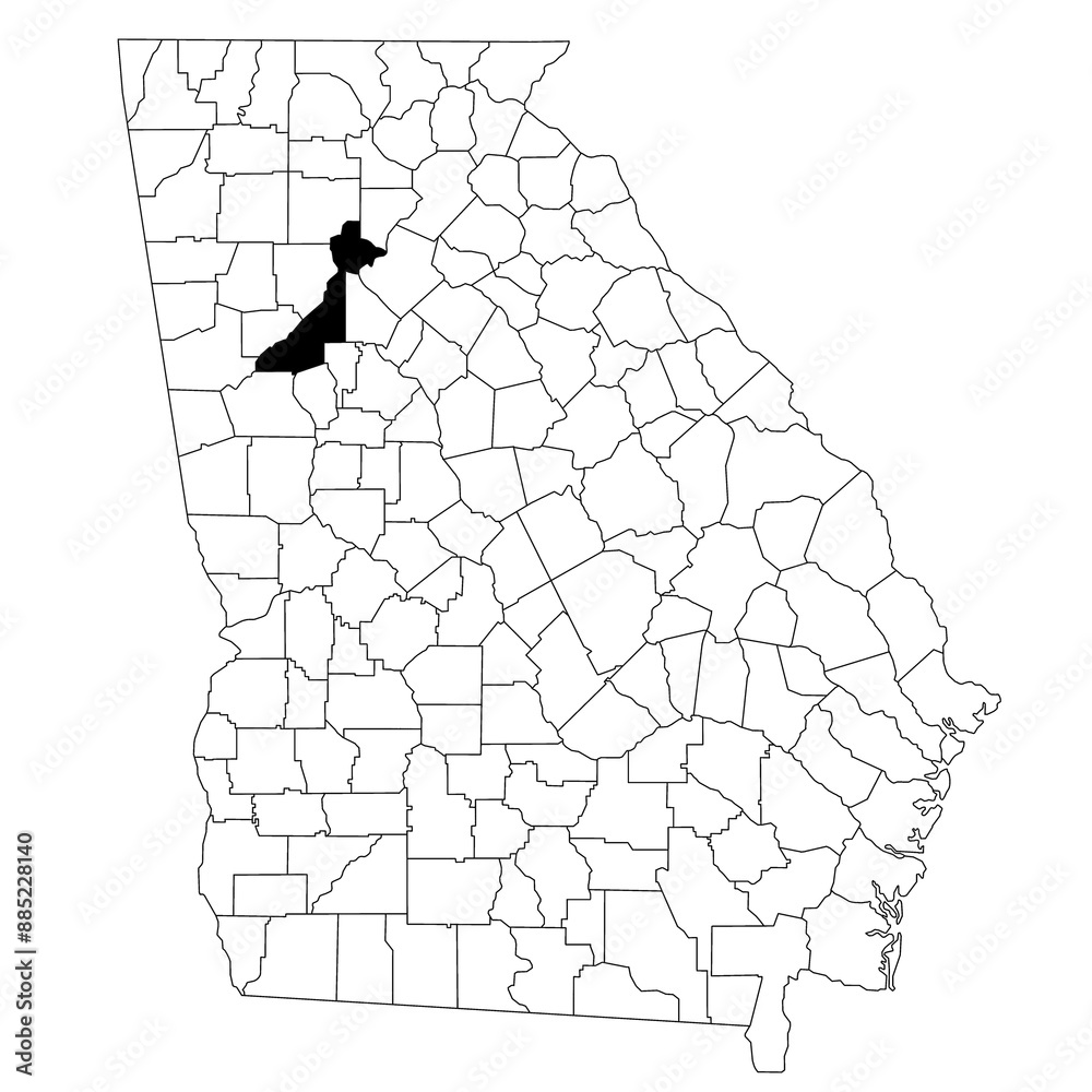 Map of Fulton County in Georgia state on white background. single ...