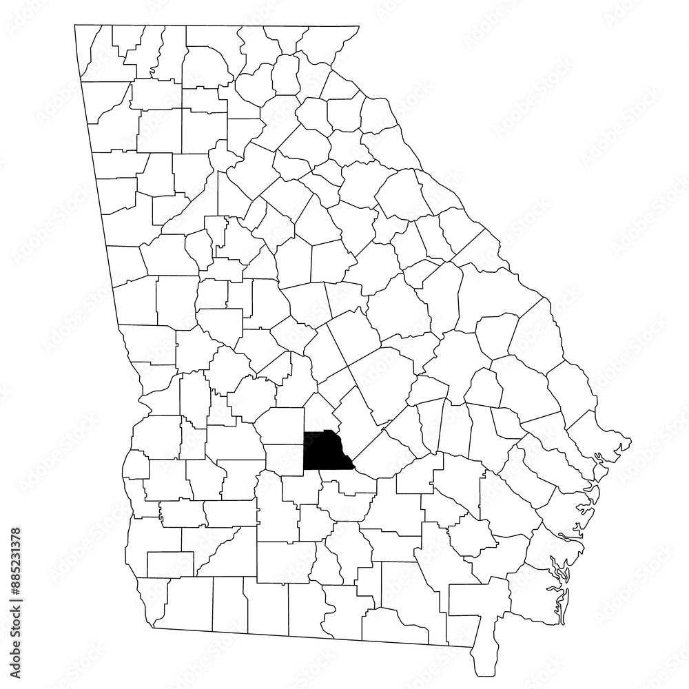 Map of Wilcox County in Georgia state on white background. single ...