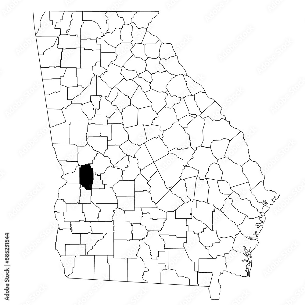 Map of Marion County in Georgia state on white background. single ...
