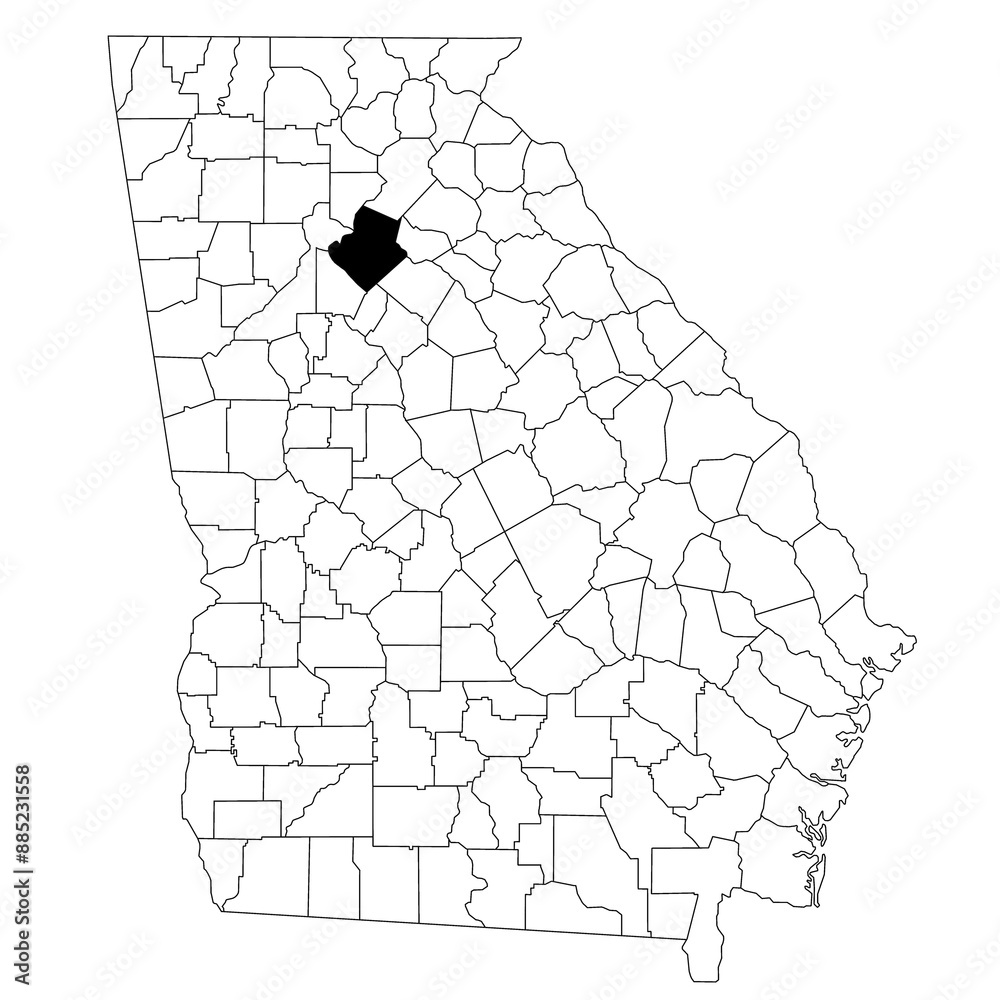 Map of Gwinnett County in Georgia state on white background. single ...