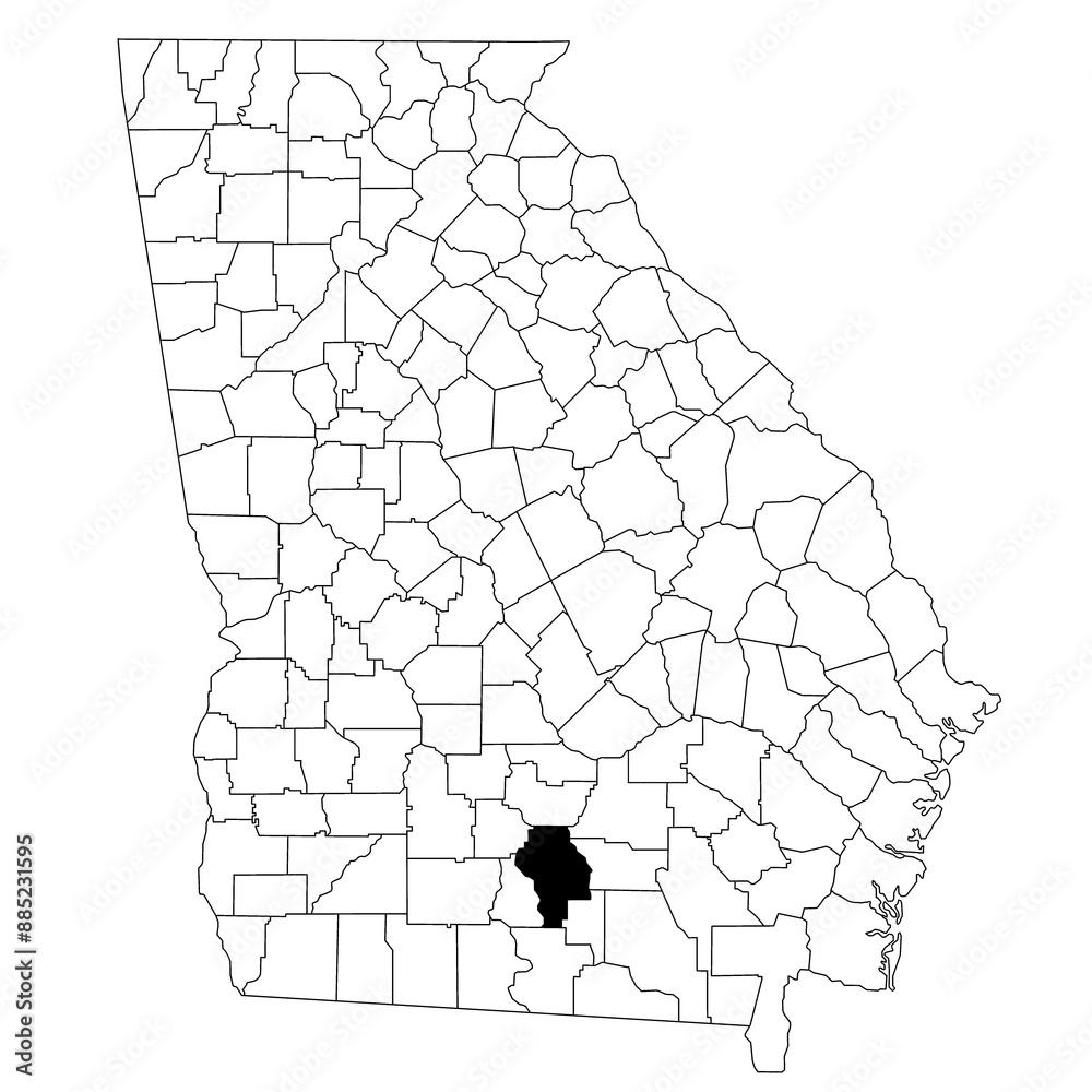 Map of berrien County in Georgia state on white background. single ...