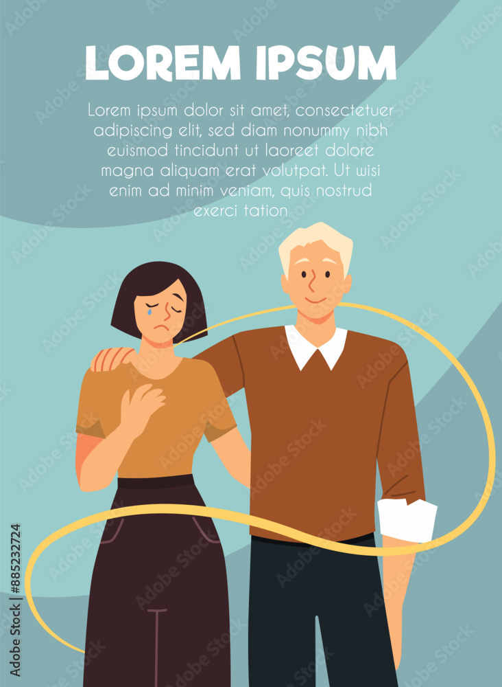 Man hugging crying woman, empathy and support mental health, suicide ...