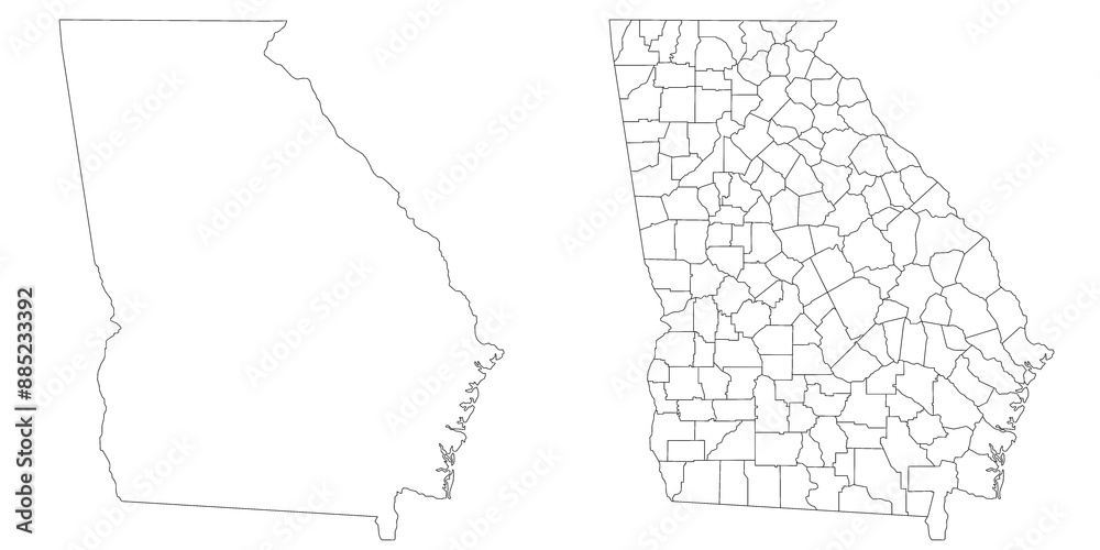 Ilustración de Stock Georgia administrative map, Georgia outline and ...