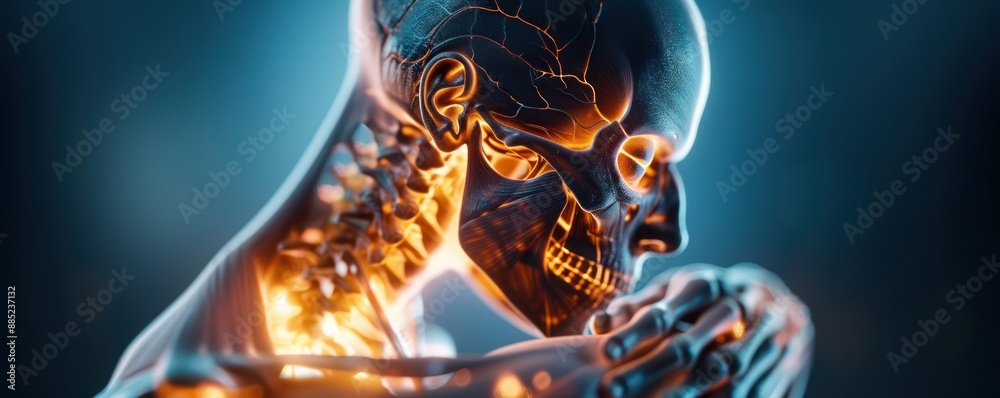 Photo Stock Detailed 3D Model of Shoulder Joint Anatomy for Medical ...