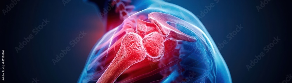 Shoulder Joint X-ray Anatomical Illustration Highlighting Bone ...
