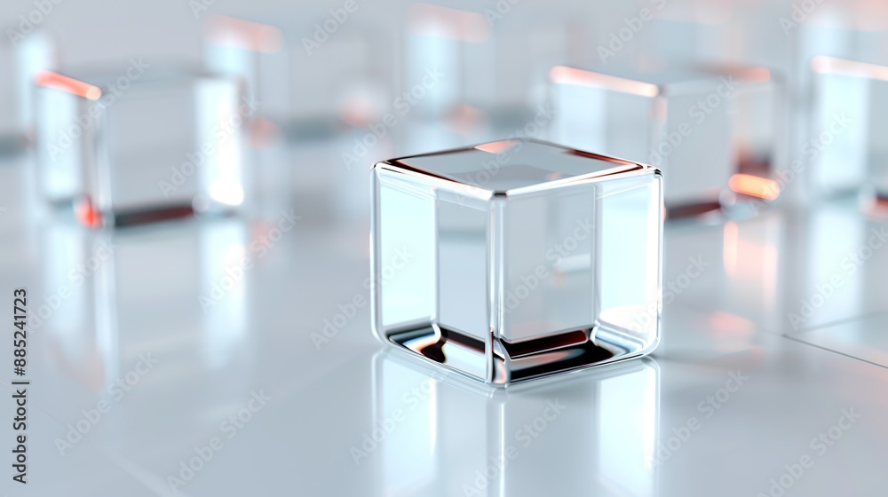 Geometric pattern of interconnected squares with digital overlays ...