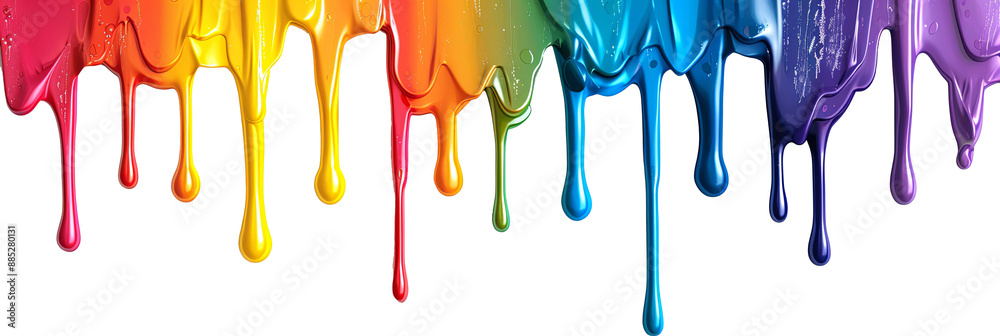 Rainbow paint drips on transparent background colorful dripping colors ...