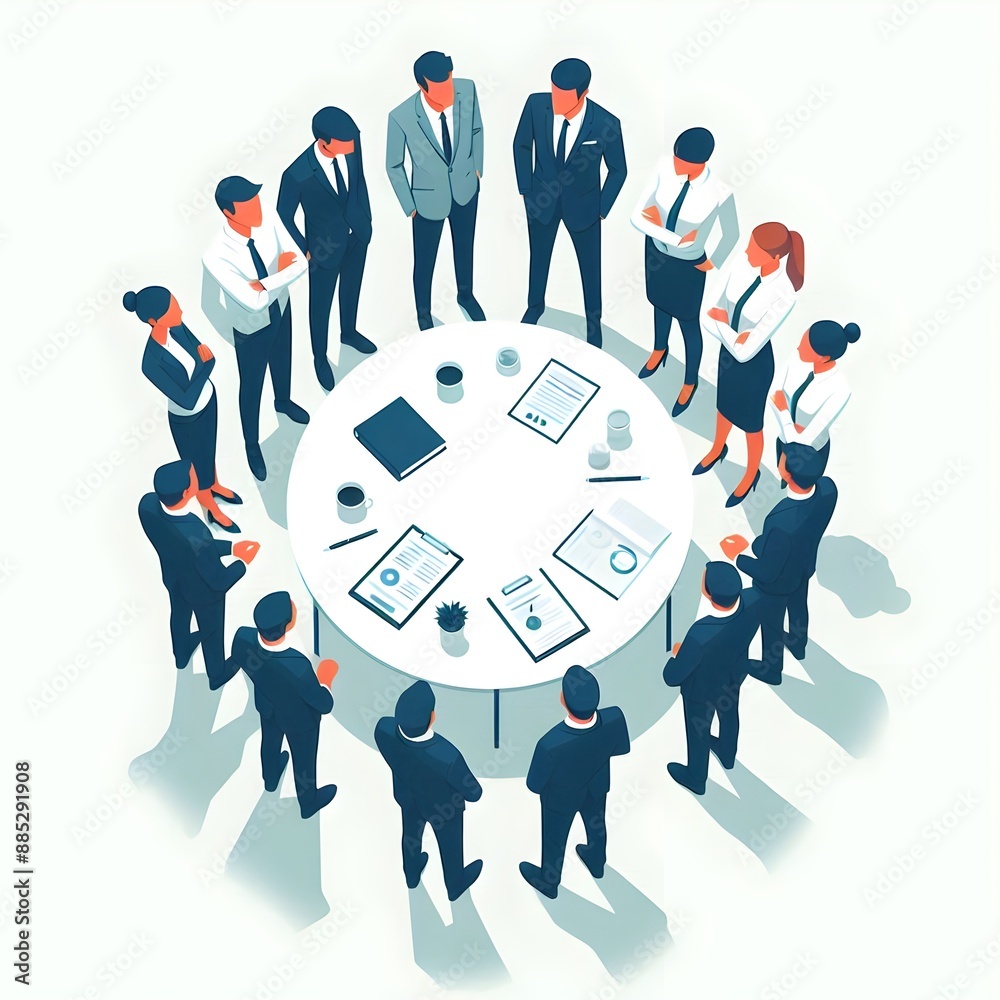 United Circle of Professionals, Minimalist Illustration of Diverse Team ...