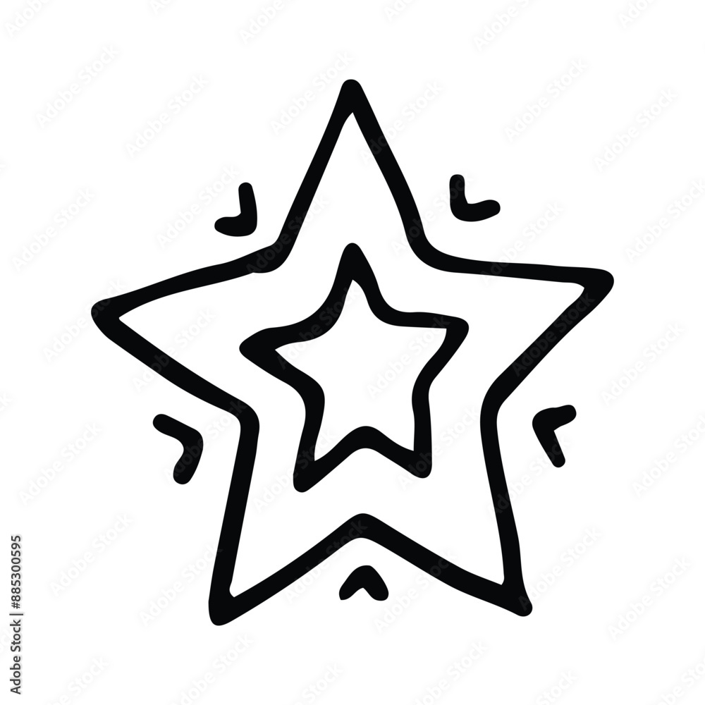 Stars and sparkles doodle illustration. Twinkle, blink, firework ...