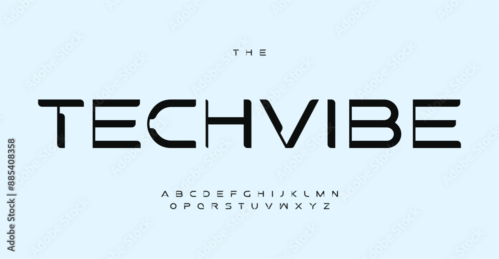Futuristic abstract typeset, innovative typeface blending sci-fi and ...