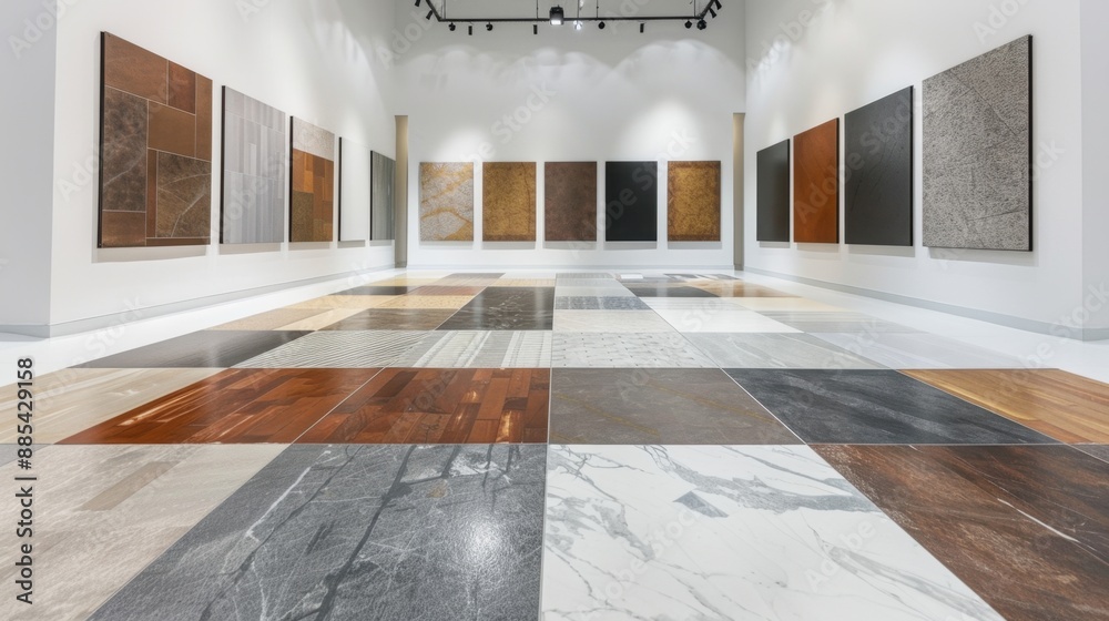 Museum flooring options with different textures and patterns, designed ...