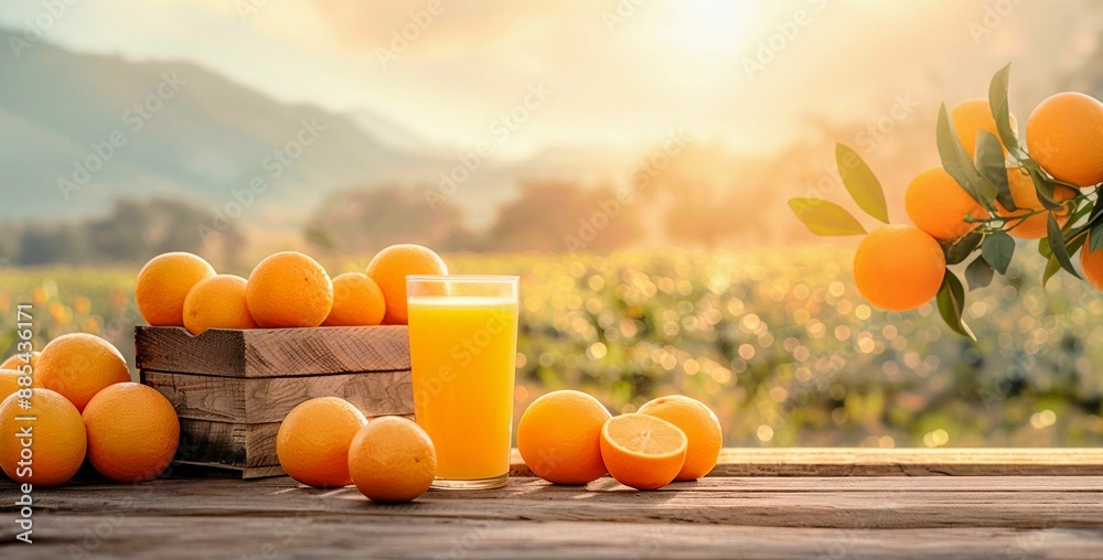 Orange fruit tree. Farm orchard background with citrus juice, tangerine ...