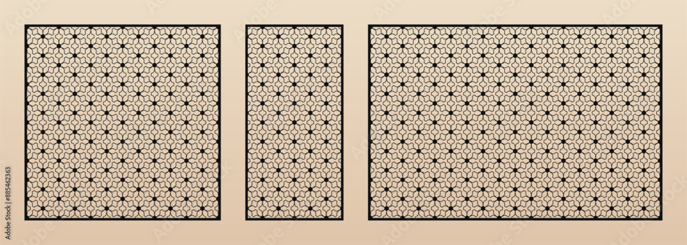เวกเตอร์ Stock Laser cut panels set. Abstract geometric pattern with ...