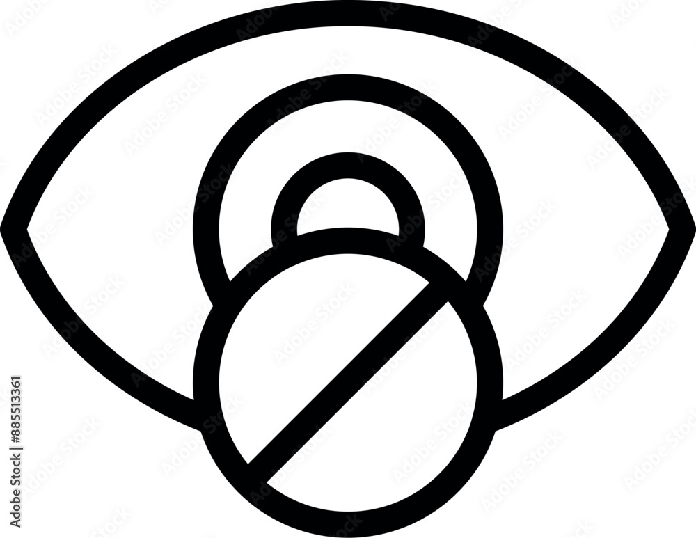 Line art icon of an eye with a closed eyelid, representing the concept ...