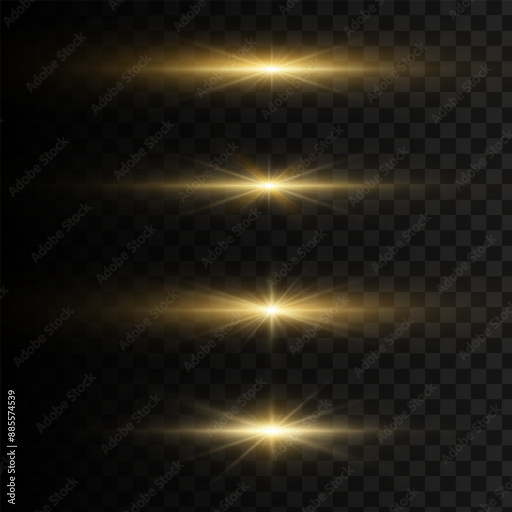 Set of flashes, Lights and Sparkles on a transparent background. Bright ...