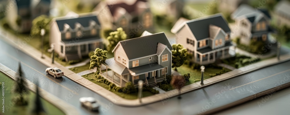 Foto de Stock Miniature model of a mixed-use development plan, copy ...