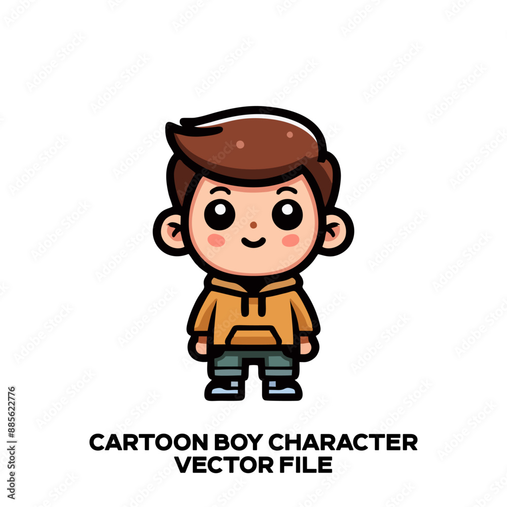 Cartoon Boy Vector Character Design. 2d vector illustration of a cute ...
