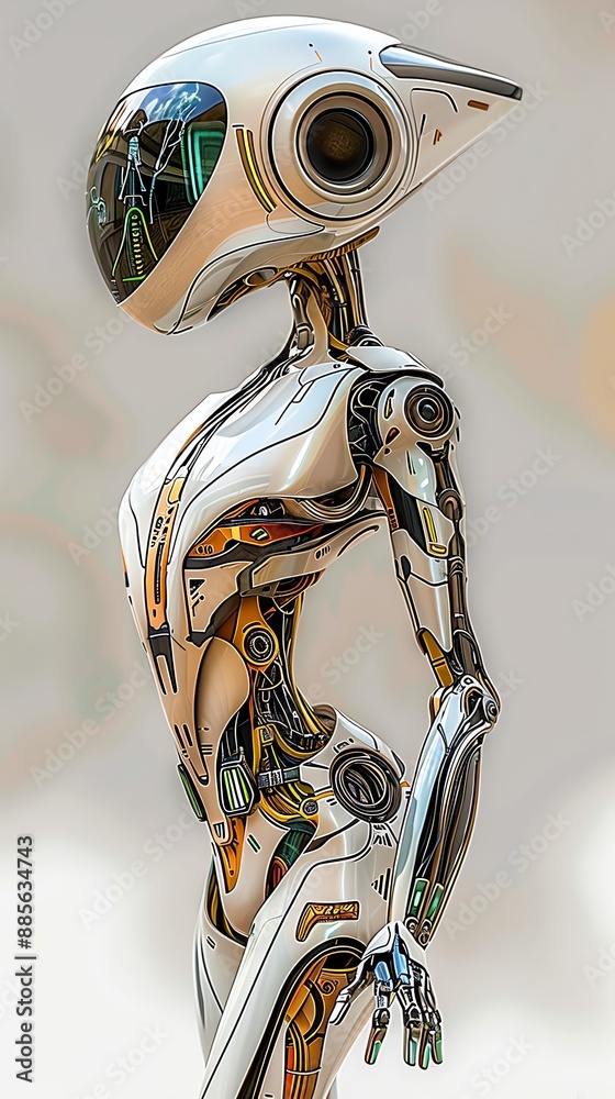 Highly detailed, realistic image of a female robot, in cinematic style ...