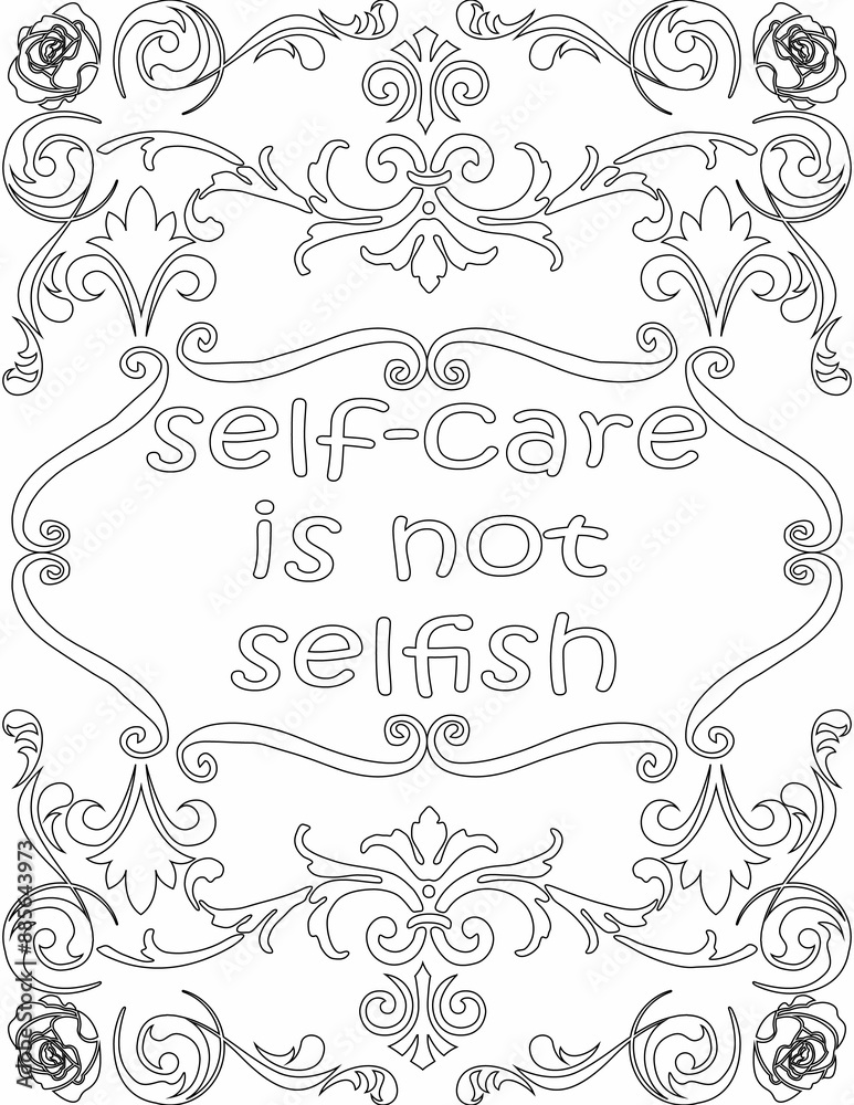 Printable floral coloring page for kids and adults with affirmation ...