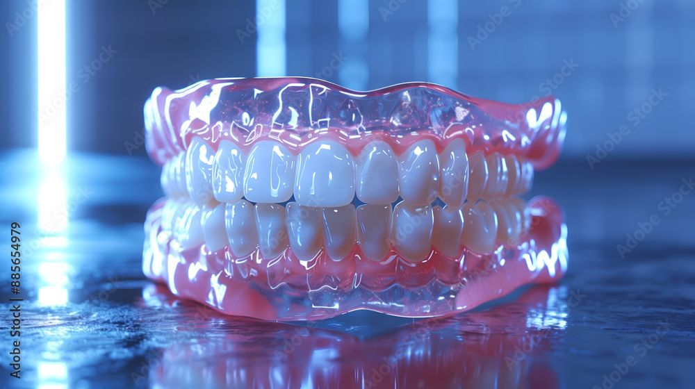 Clear 3D model of dental retainer showing tooth position, for ...