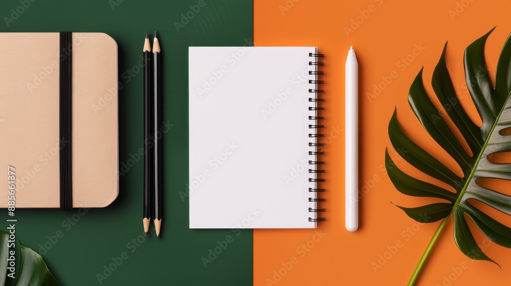 Office setup, sketching and drawing tools, flat design illustration ...