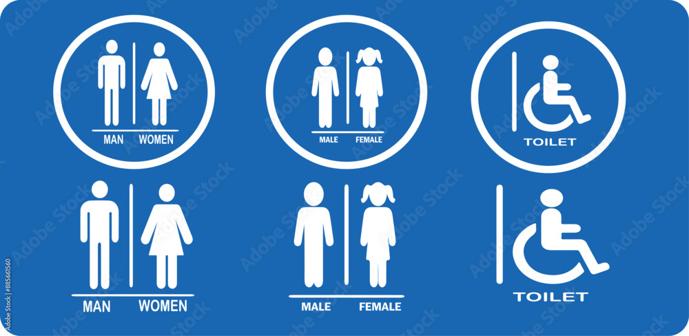 blue background toilet sign printable public signage symbol man woman ...